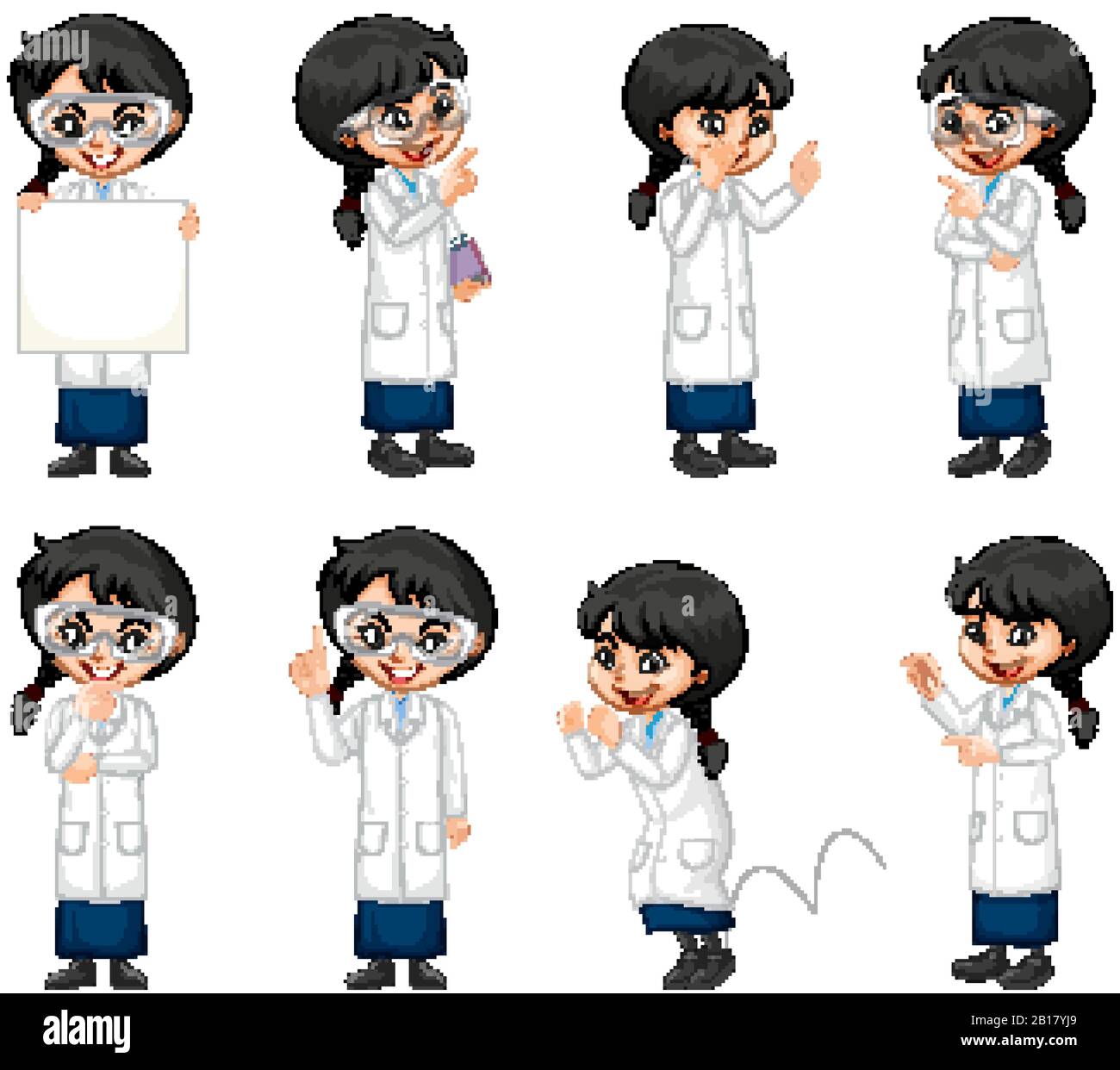 Set of science student doing different poses illustration Stock Vector ...