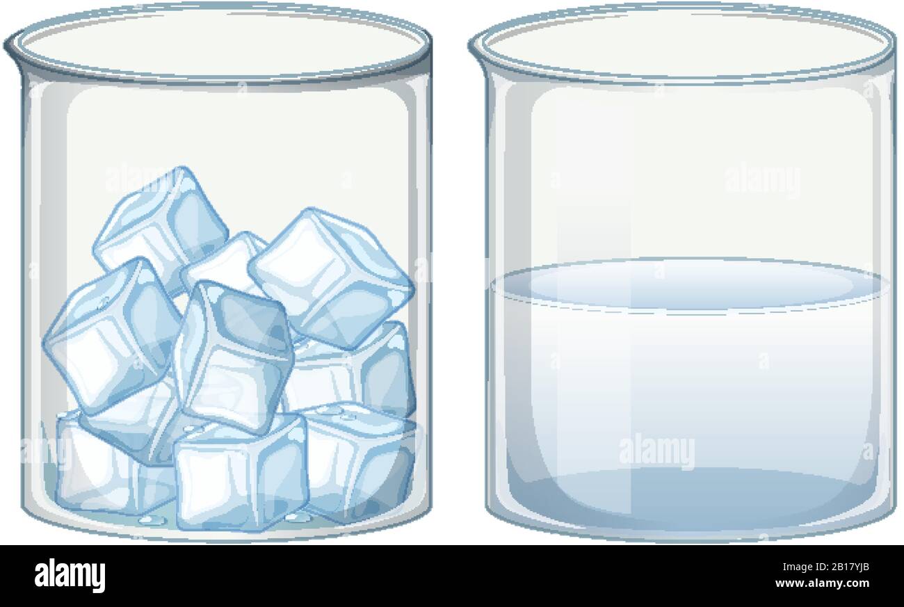 Two glass beakers filled with ice and water illustration Stock Vector ...