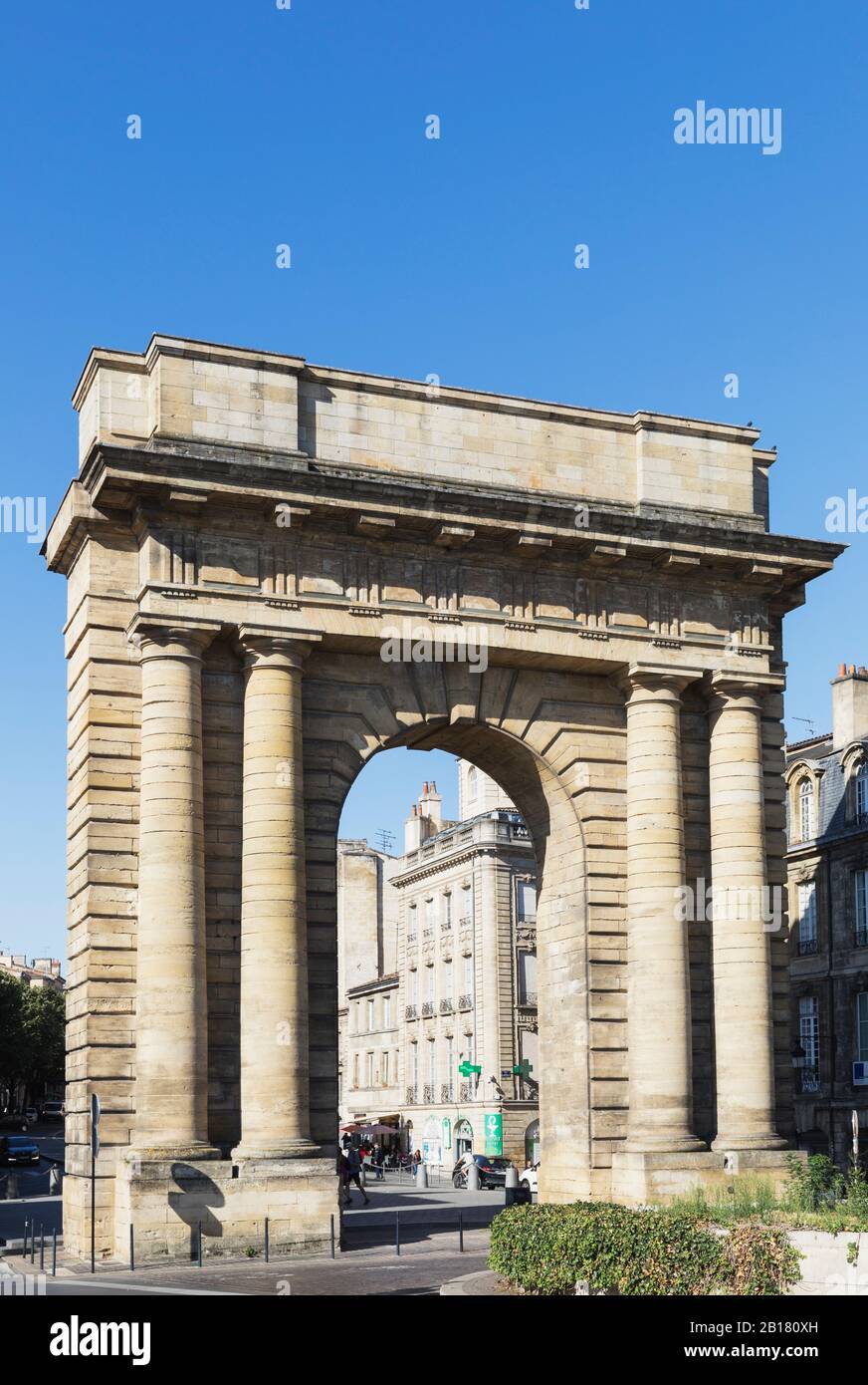 France, Gironde, Bordeaux, Clear sky over Gate of Burgundy Stock Photo ...