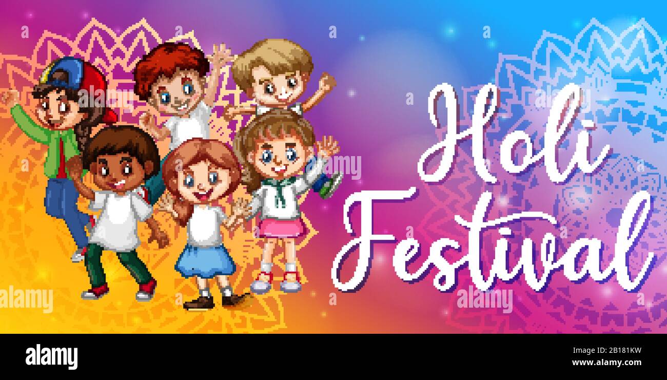 Happy Holi festival poster design with colorful background illustration ...