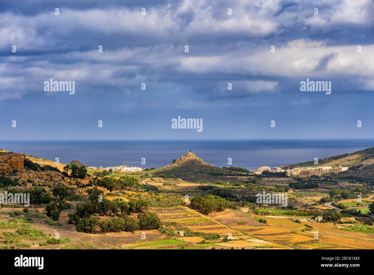 Malta, Landscape of Gozo island in the Mediterranean Sea Stock Photo ...