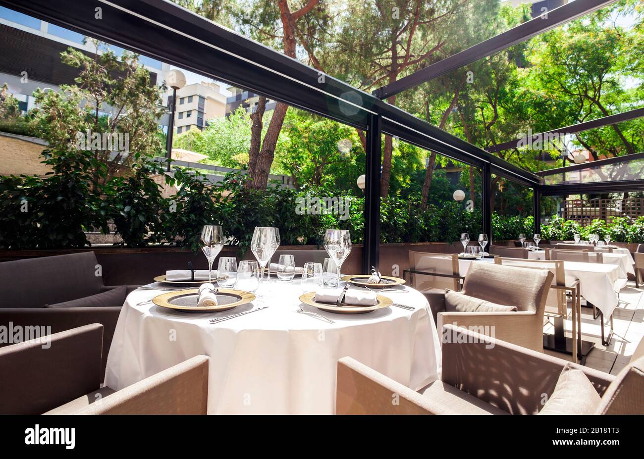 Elegant Restaurant terrace Stock Photo - Alamy