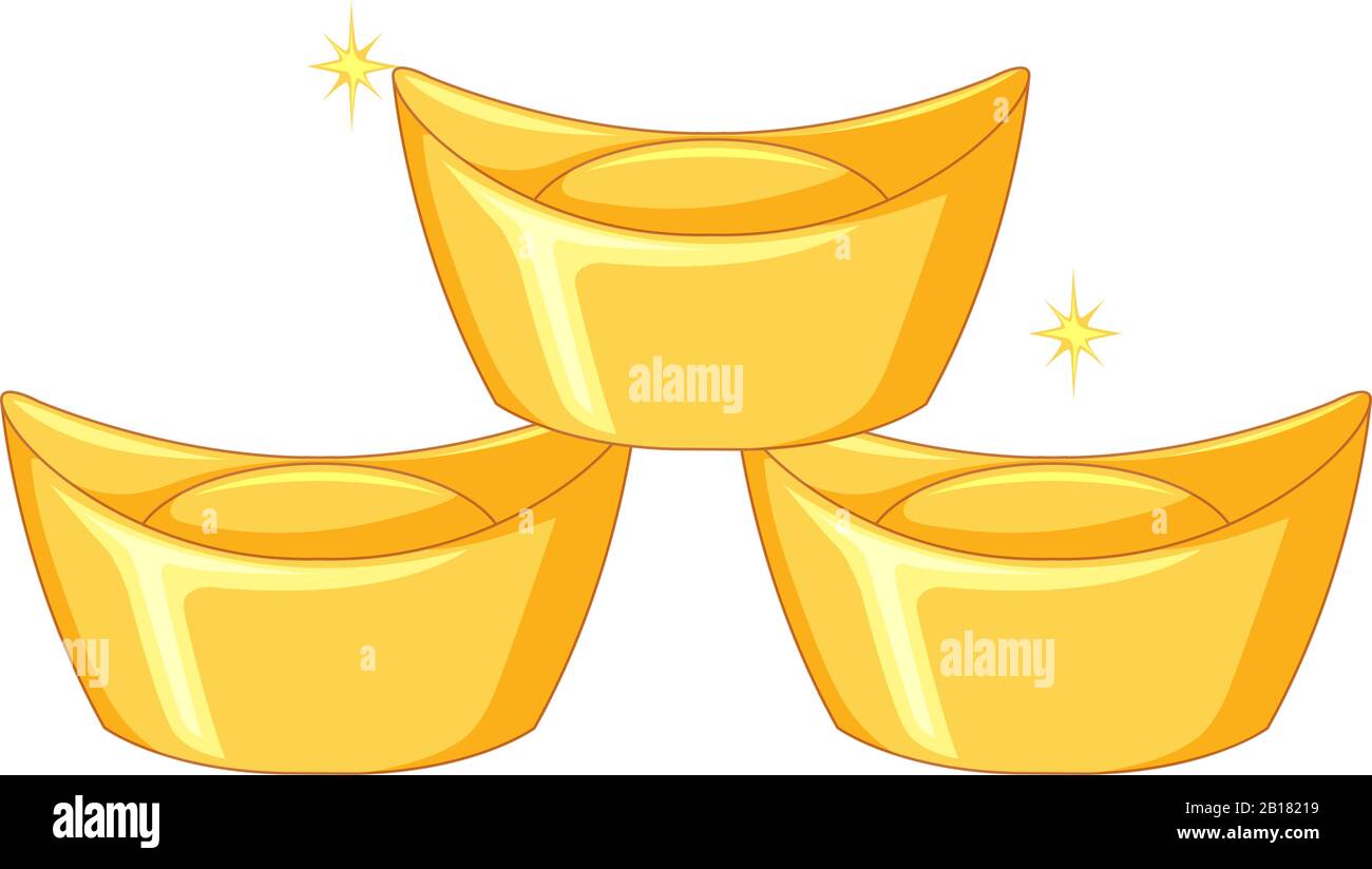Three bars of chinese gold illustration Stock Vector Image & Art - Alamy
