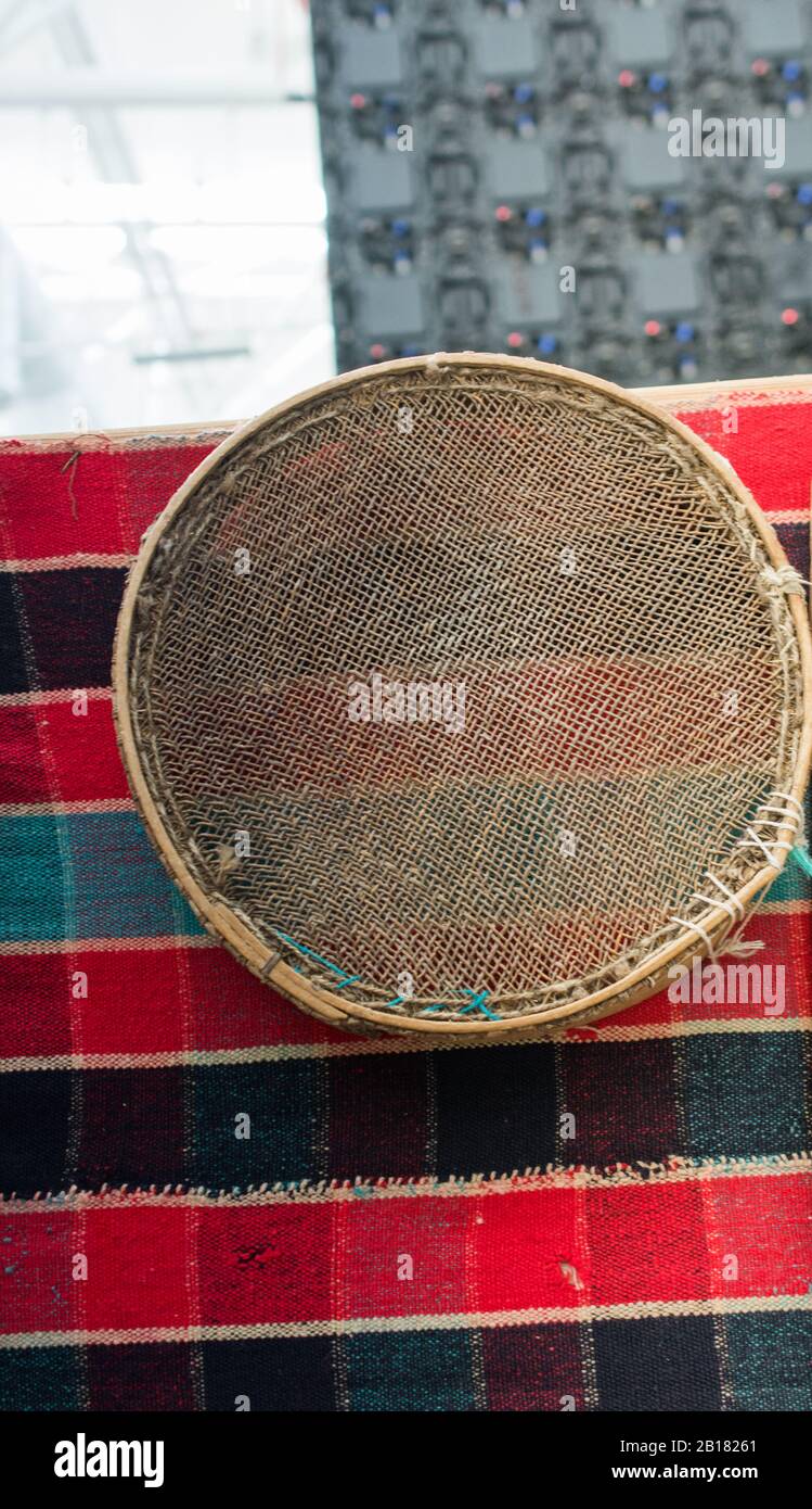 Traditional type sieve made of wood Stock Photo - Alamy