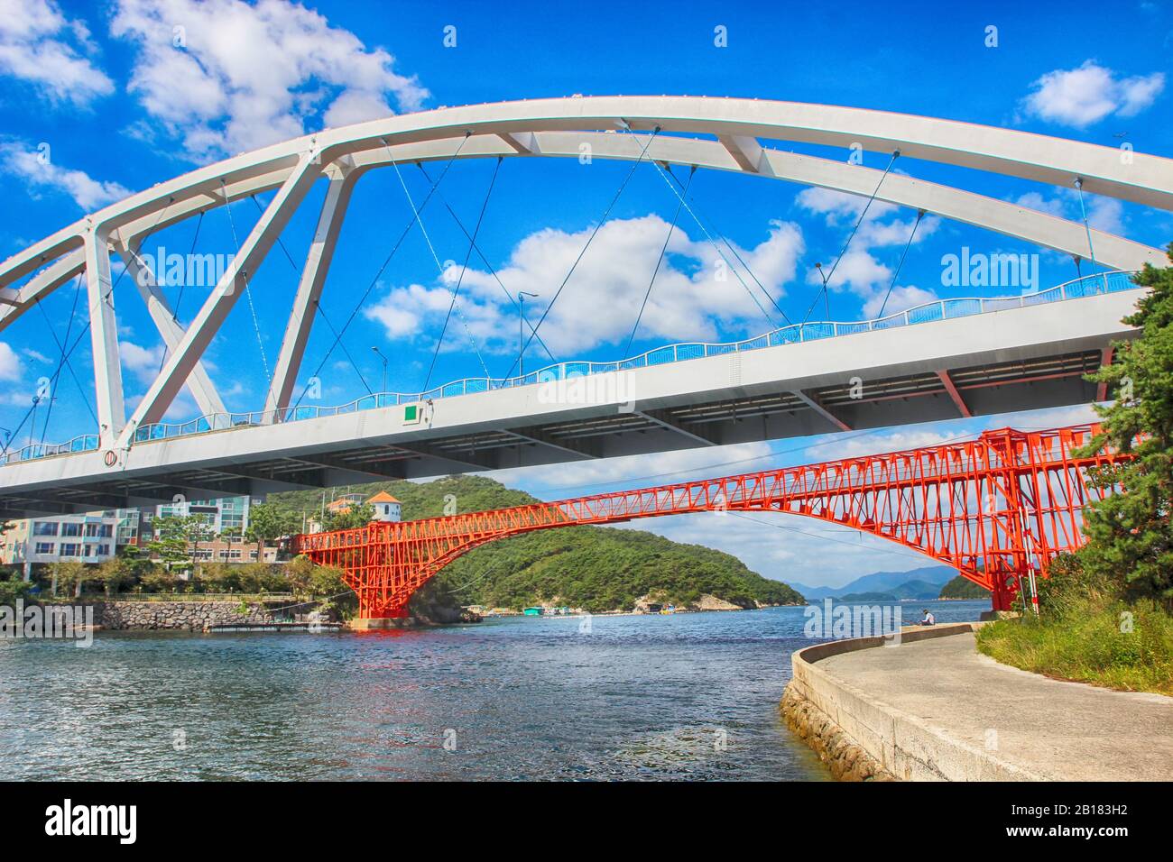 Aerial View of Jeodo Yeonyukgyo Bridge , Changwon, Gyeongnam, South ...