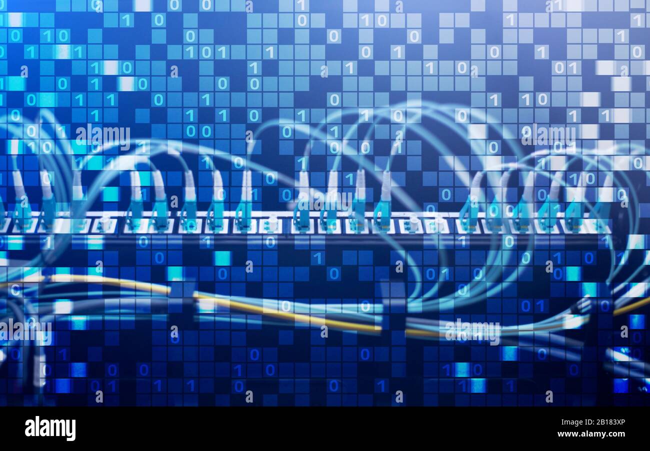 Digital matrix binary code mainframe server room computing communication concept Stock Photo - Alamy