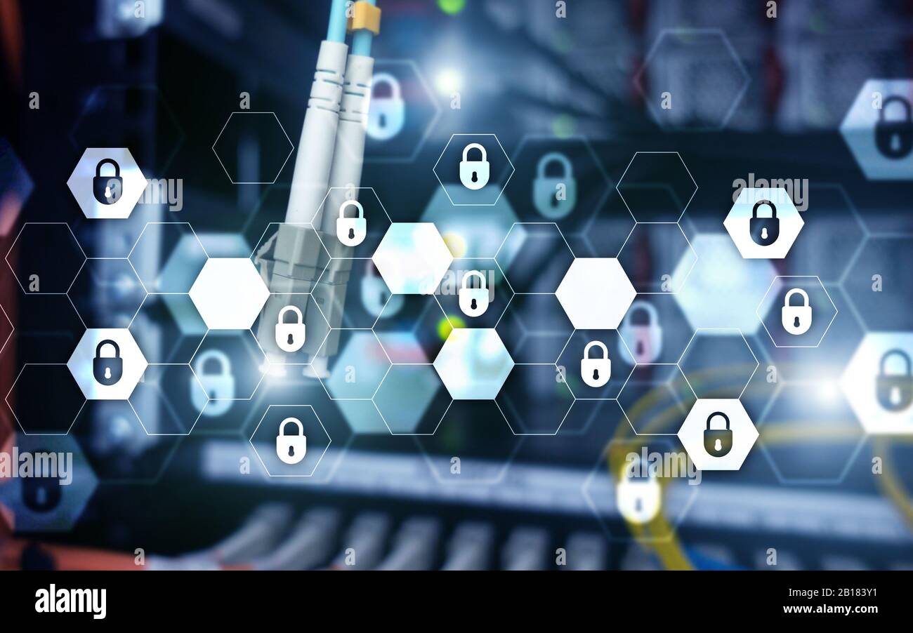 Server rack room digital security data protection concept Stock Photo ...
