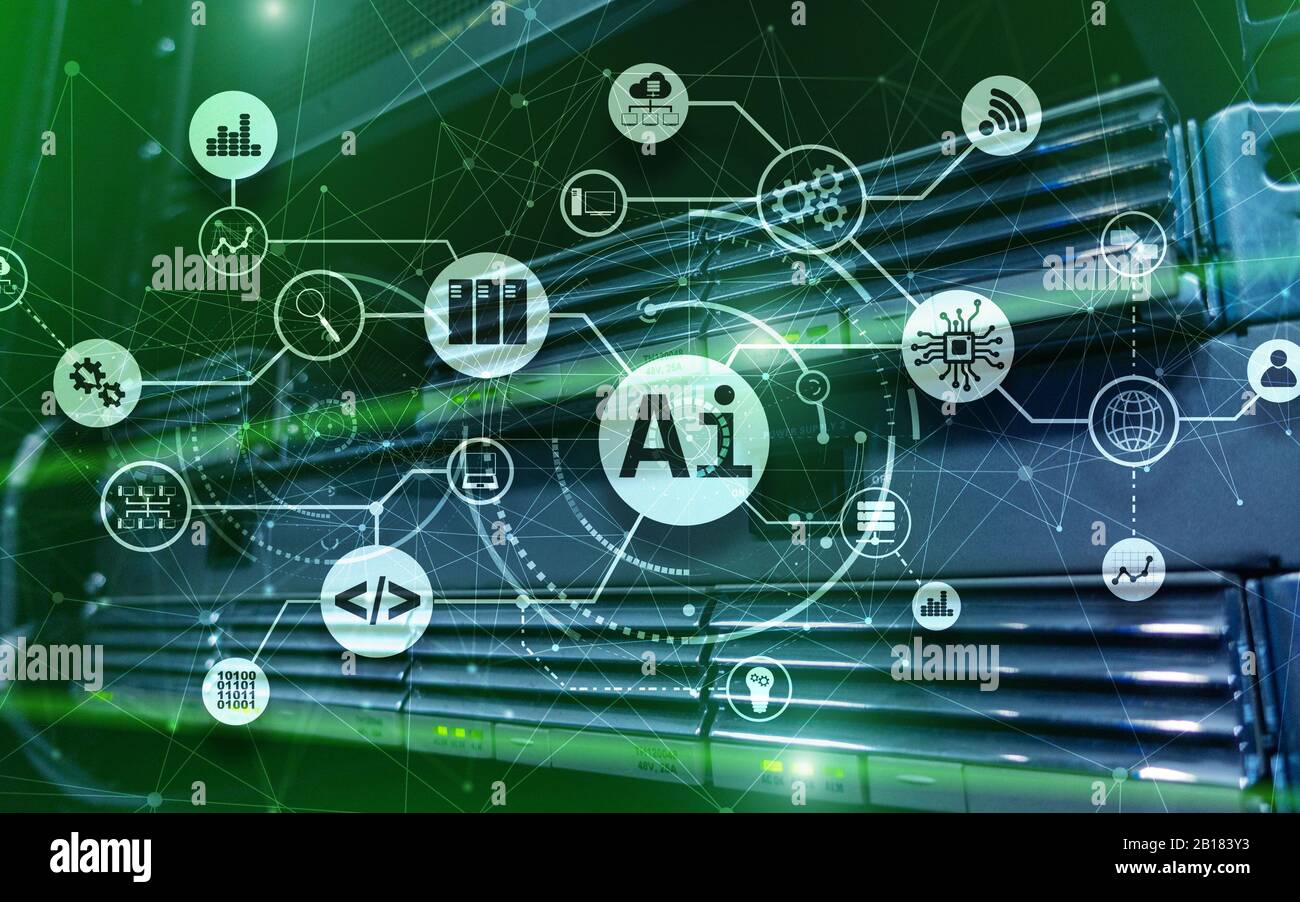 Artificial Intelligence. AI. Infographic illustration on fantastic ...