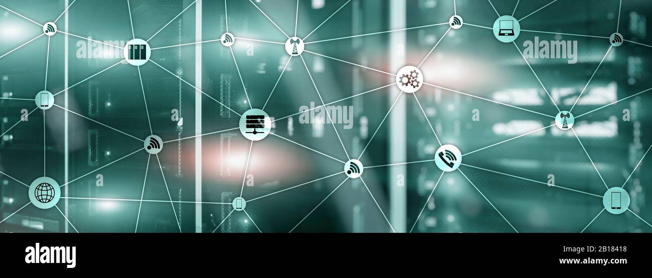 Website Banner Mixed Media. IOT - internet of things concepts. ICT ...