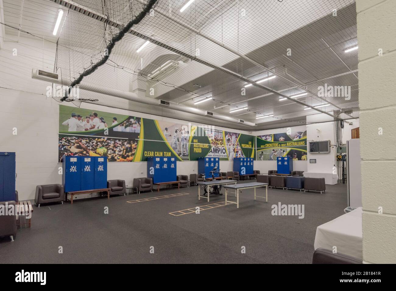 December 2019: The Australian men's cricket team change room at the ...