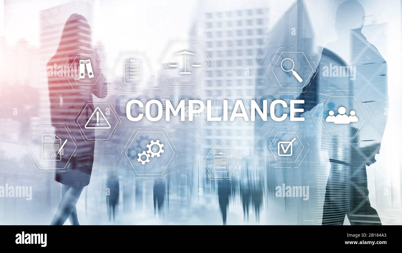 Compliance diagram with icons. Business concept on abstract background ...