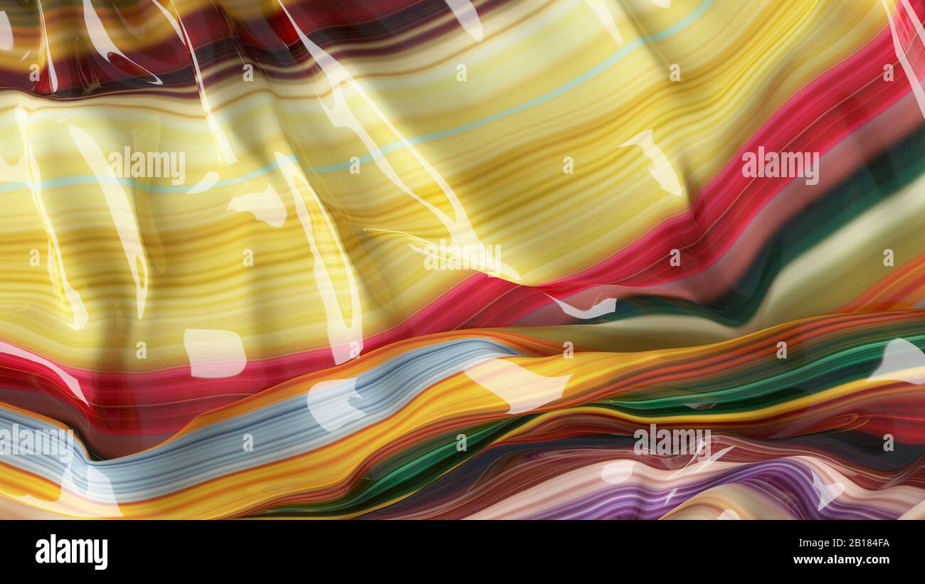 3D Illustration Multicolored Striped Abstraction Texture Wavy Material ...