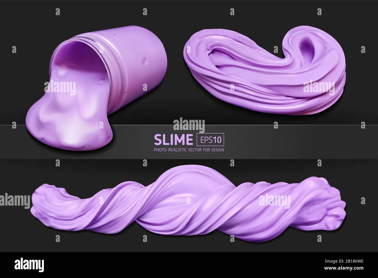Set of purple realistic slimes on a black background Stock Vector Image ...