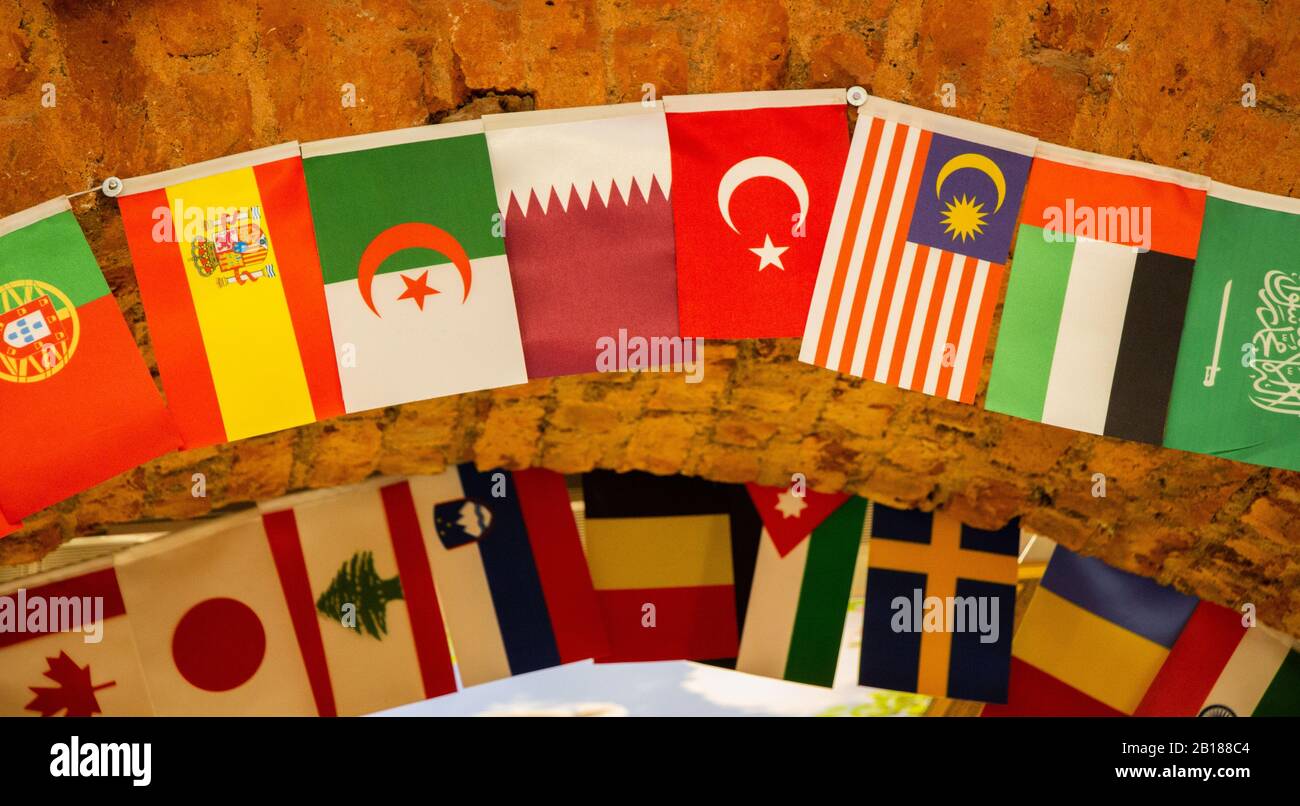 Some examples of international flags in view Stock Photo - Alamy