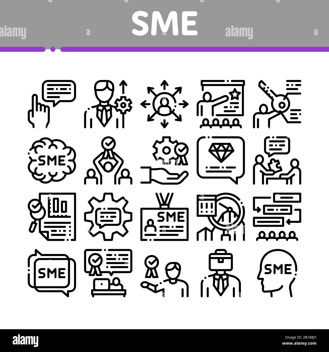 Sme Business Company Collection Icons Set Vector Stock Vector Image ...