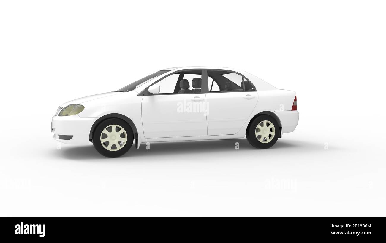 3D rendering of a computer generated model of a car vehicle isolated ...