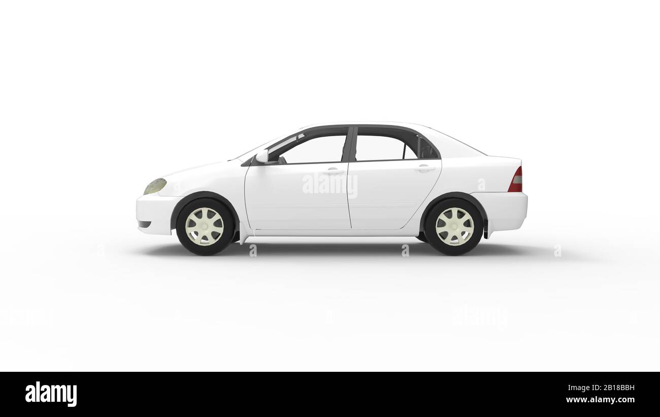 3D rendering of a computer generated model of a car vehicle isolated ...