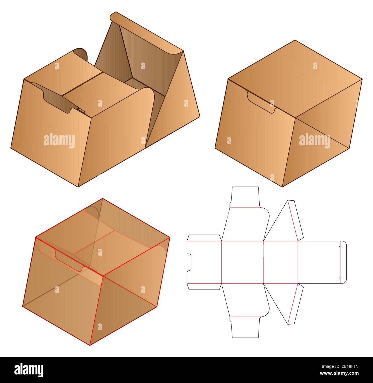 Box packaging die cut template design. 3d mock-up Stock Vector Image ...