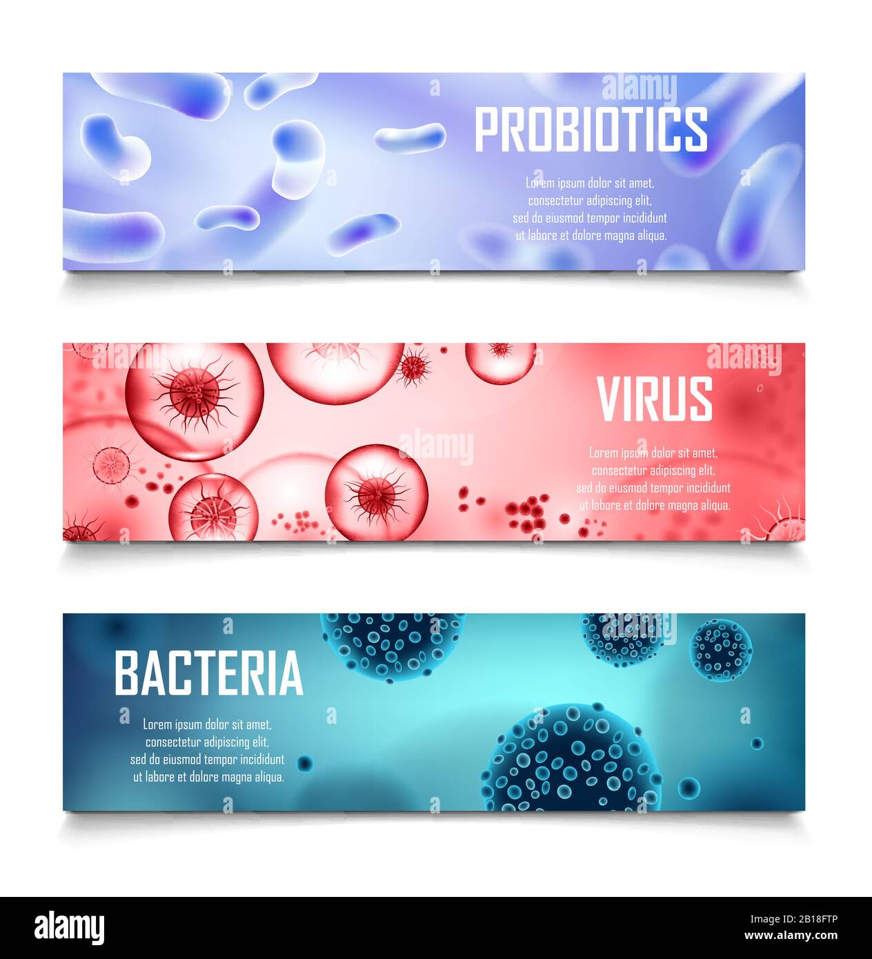 Bacteria, probiotics and viruses cell ad design. Realistic salmonella ...
