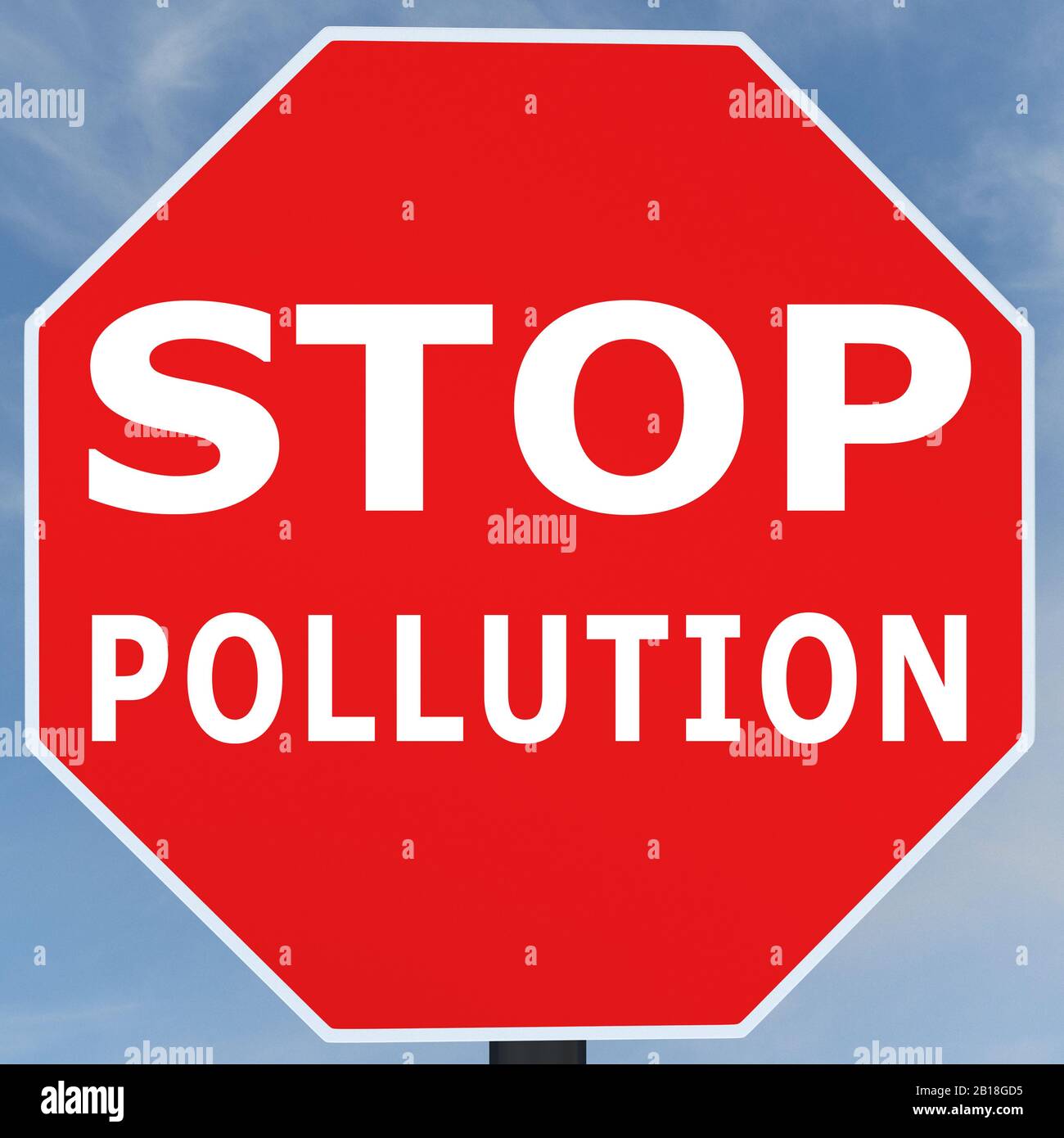 3D illustration of STOP POLLUTION title on road sign Stock Photo - Alamy