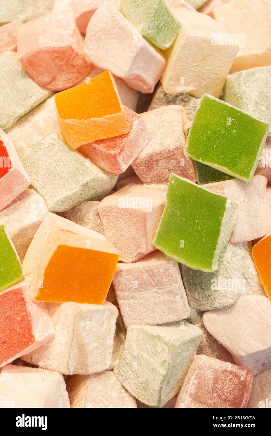 Load of traditional turkish delight lokum sugar coated soft candy Stock ...