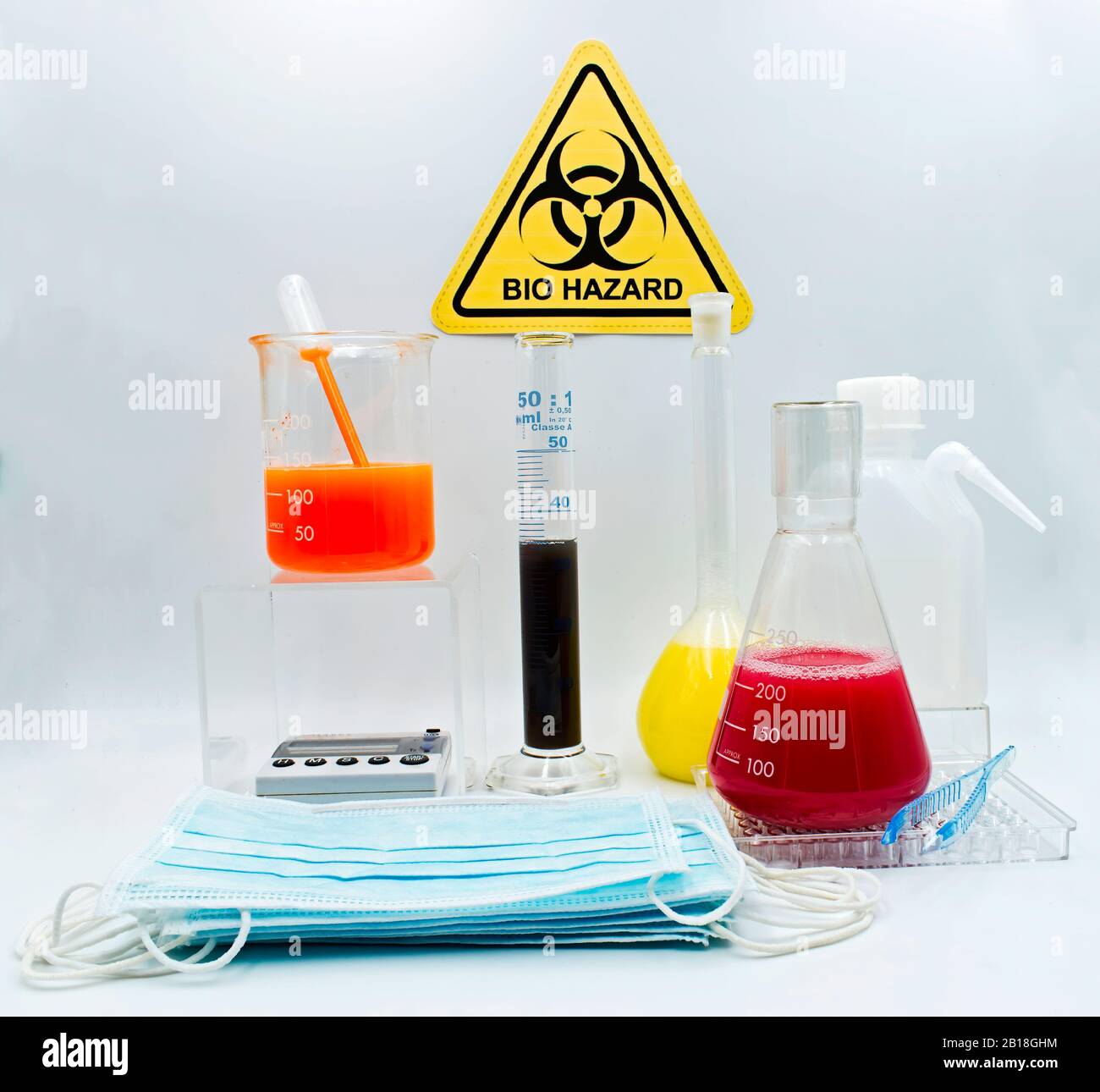 Laboratory for scientific experiments with biohazard sign isolated on ...
