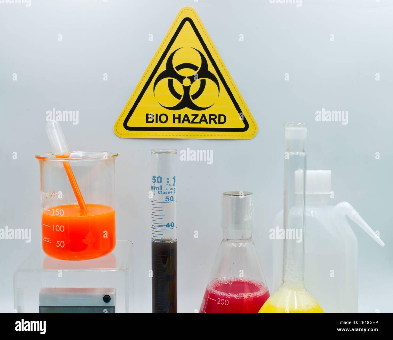 Laboratory for scientific experiments with biohazard sign isolated on ...