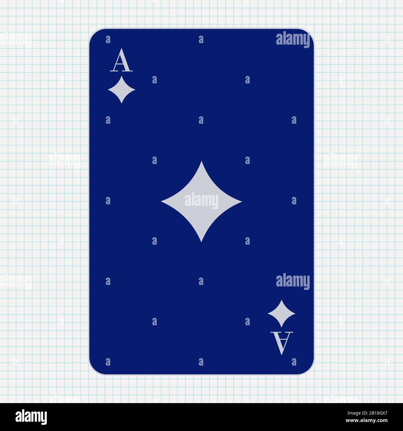 Ace of diamonds. Blue icon on lined paper background Stock Vector Image ...