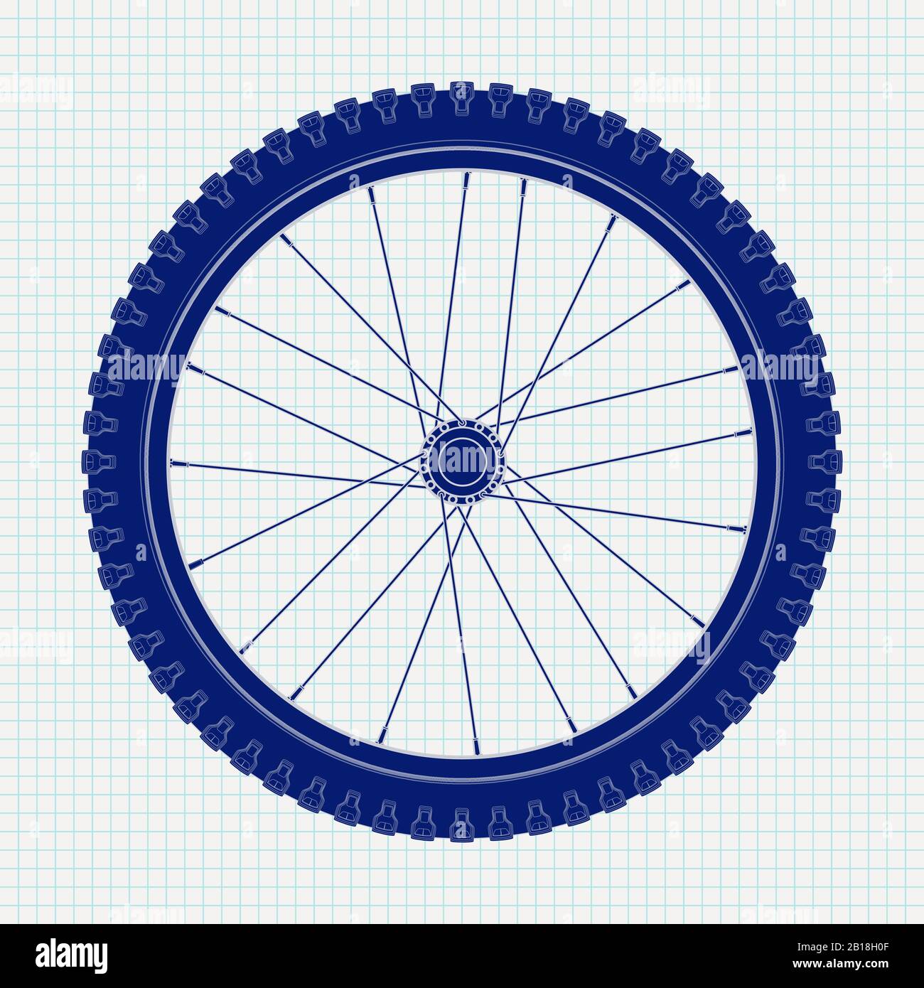 Bicycle wheel. Blue icon on lined paper background Stock Vector Image ...