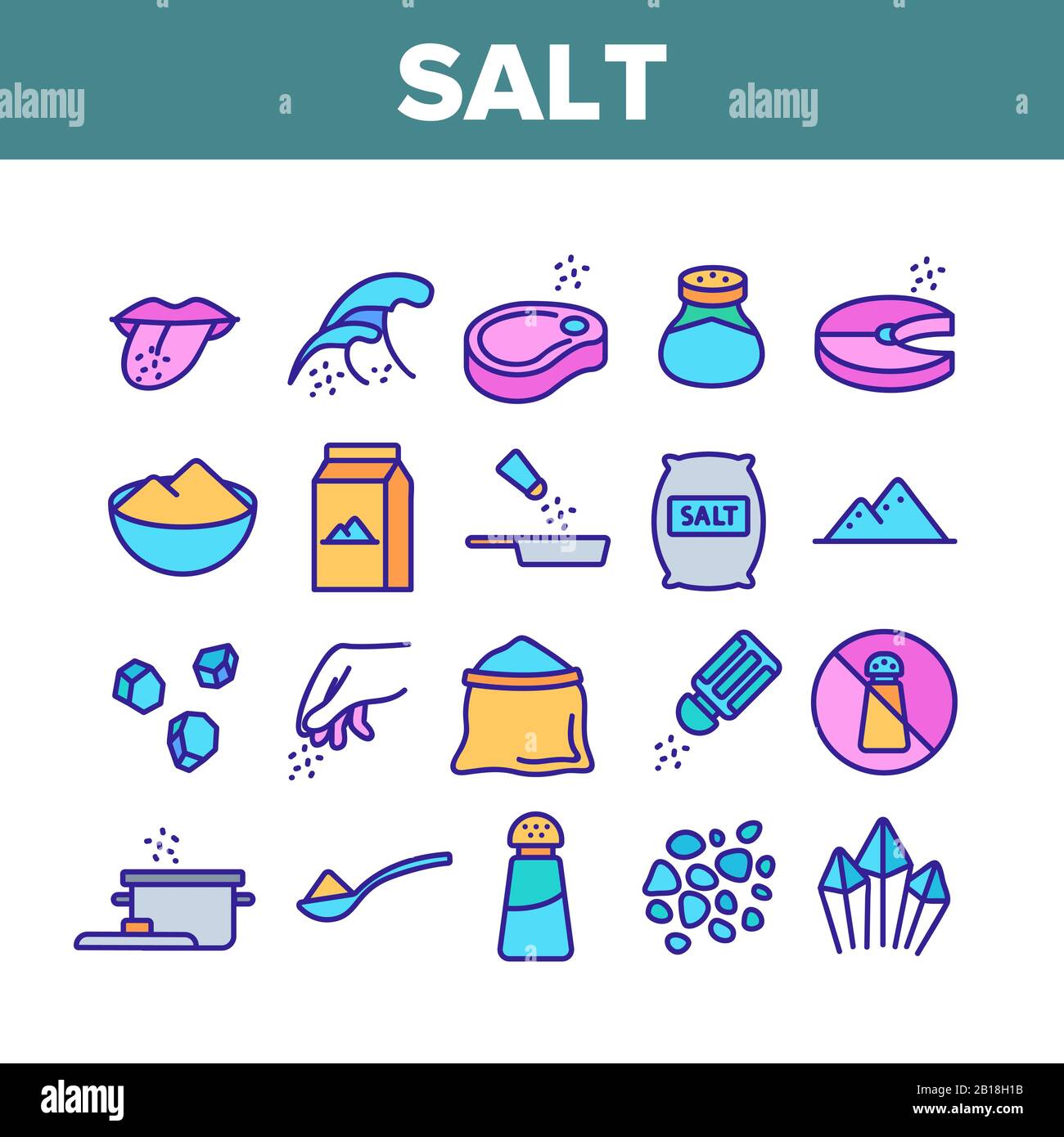 Salt Flavoring Cooking Collection Icons Set Vector Stock Vector Image ...