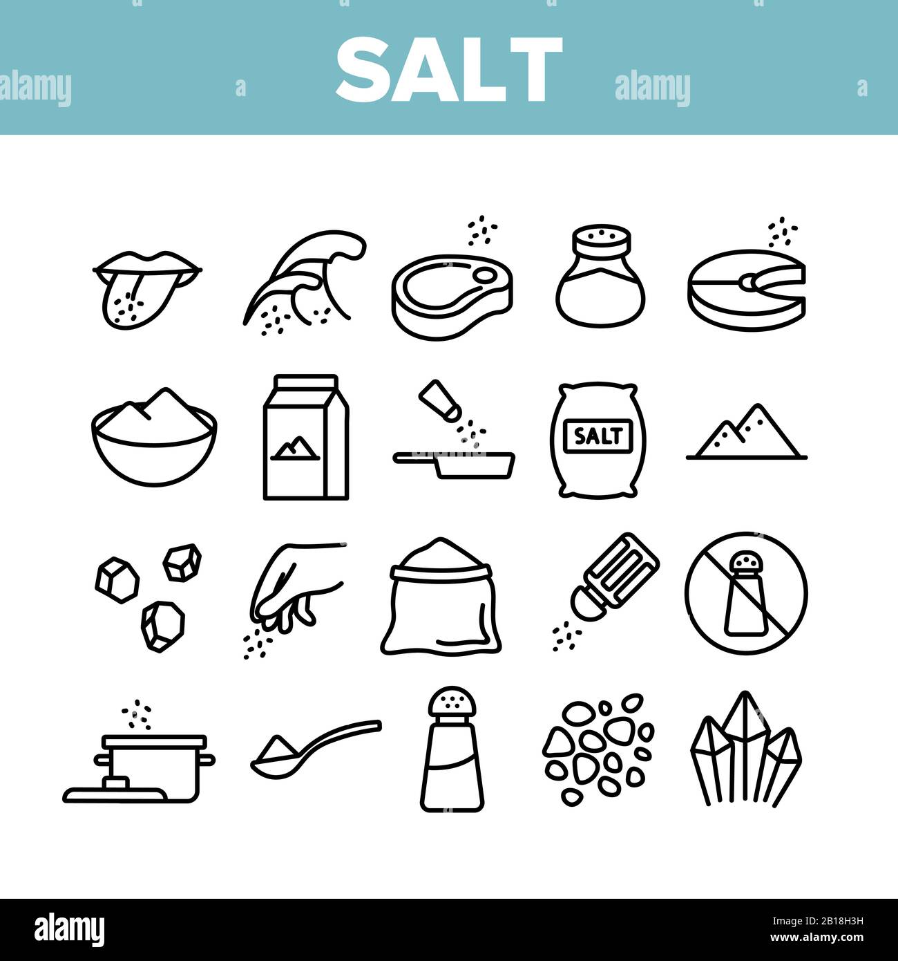 Salt Flavoring Cooking Collection Icons Set Vector Stock Vector Image ...
