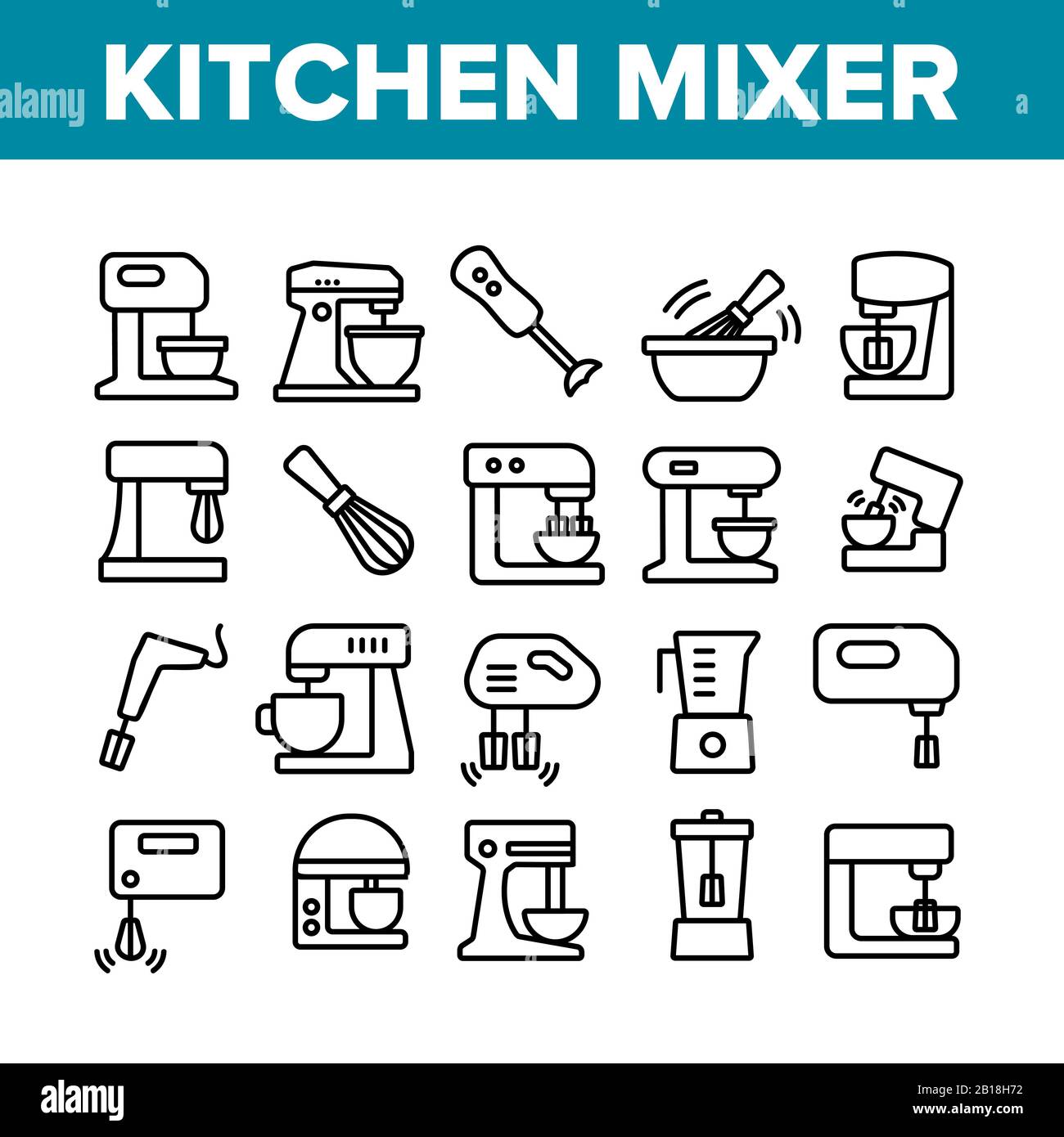Kitchen Mixer Device Collection Icons Set Vector Stock Vector Image ...