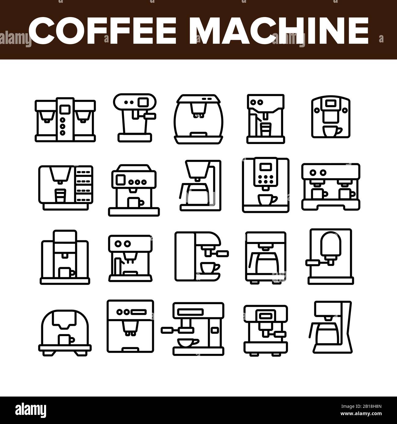 Coffee Machine Device Collection Icons Set Vector Stock Vector Image ...
