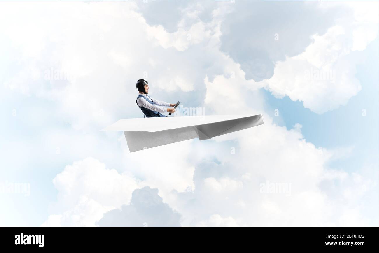 Aviator having fun in aircraft Stock Photo - Alamy