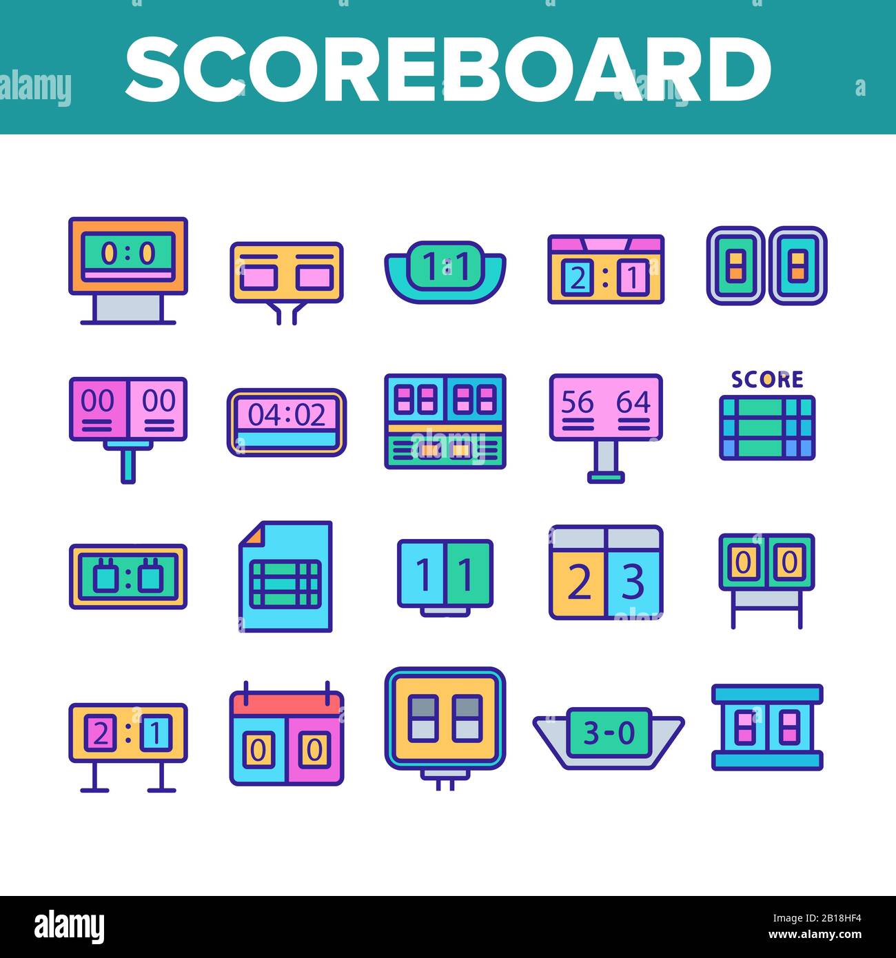 Scoreboard Game Tool Collection Icons Set Vector Stock Vector Image ...
