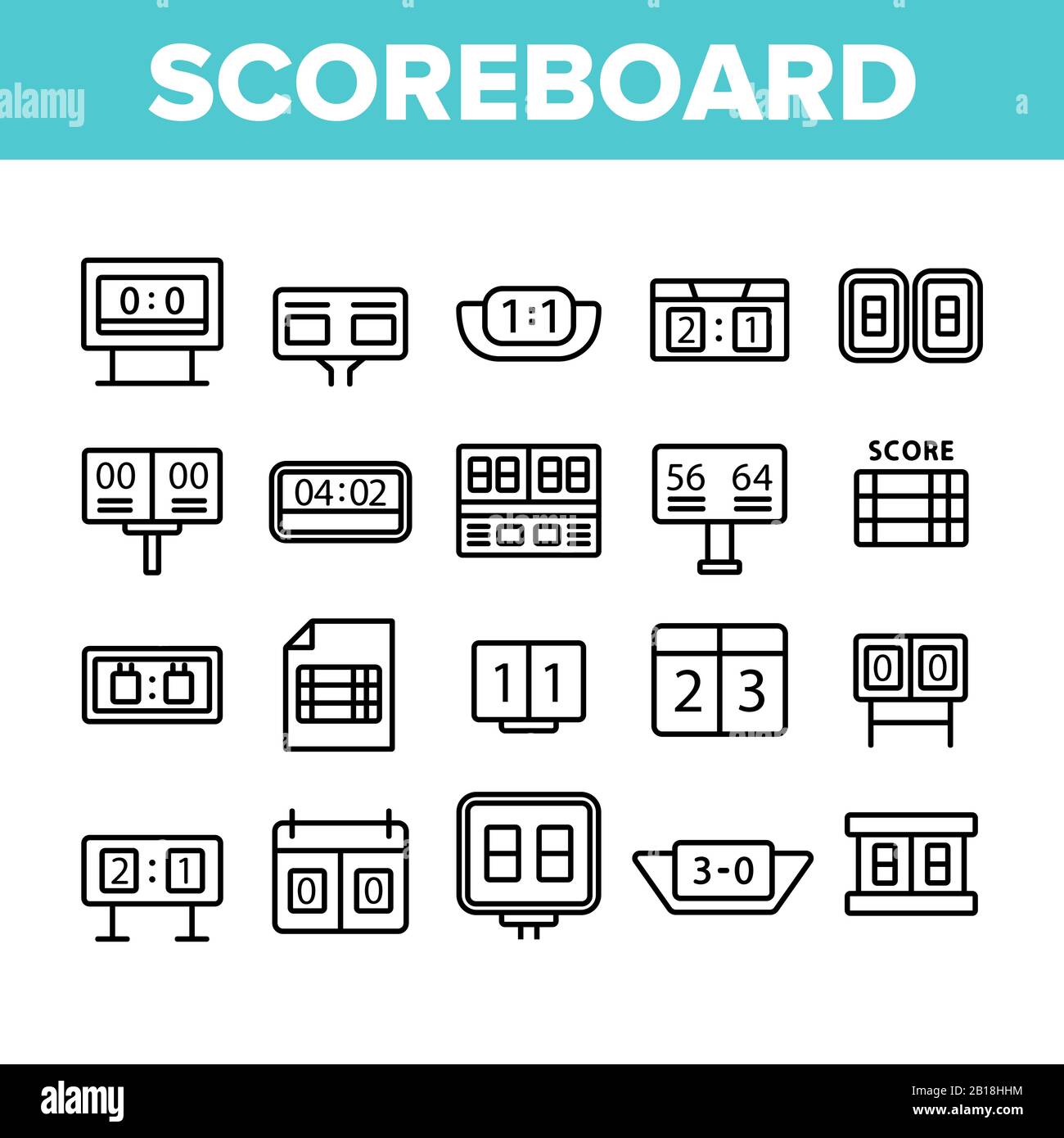 Scoreboard Game Tool Collection Icons Set Vector Stock Vector Image ...