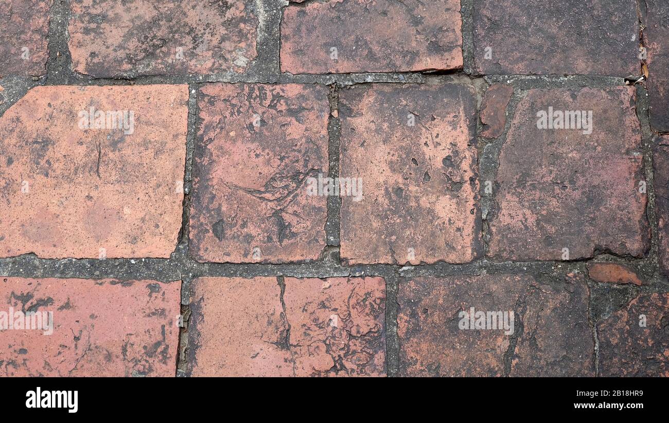 Texture of rectangle weathered brick pavement Stock Photo - Alamy