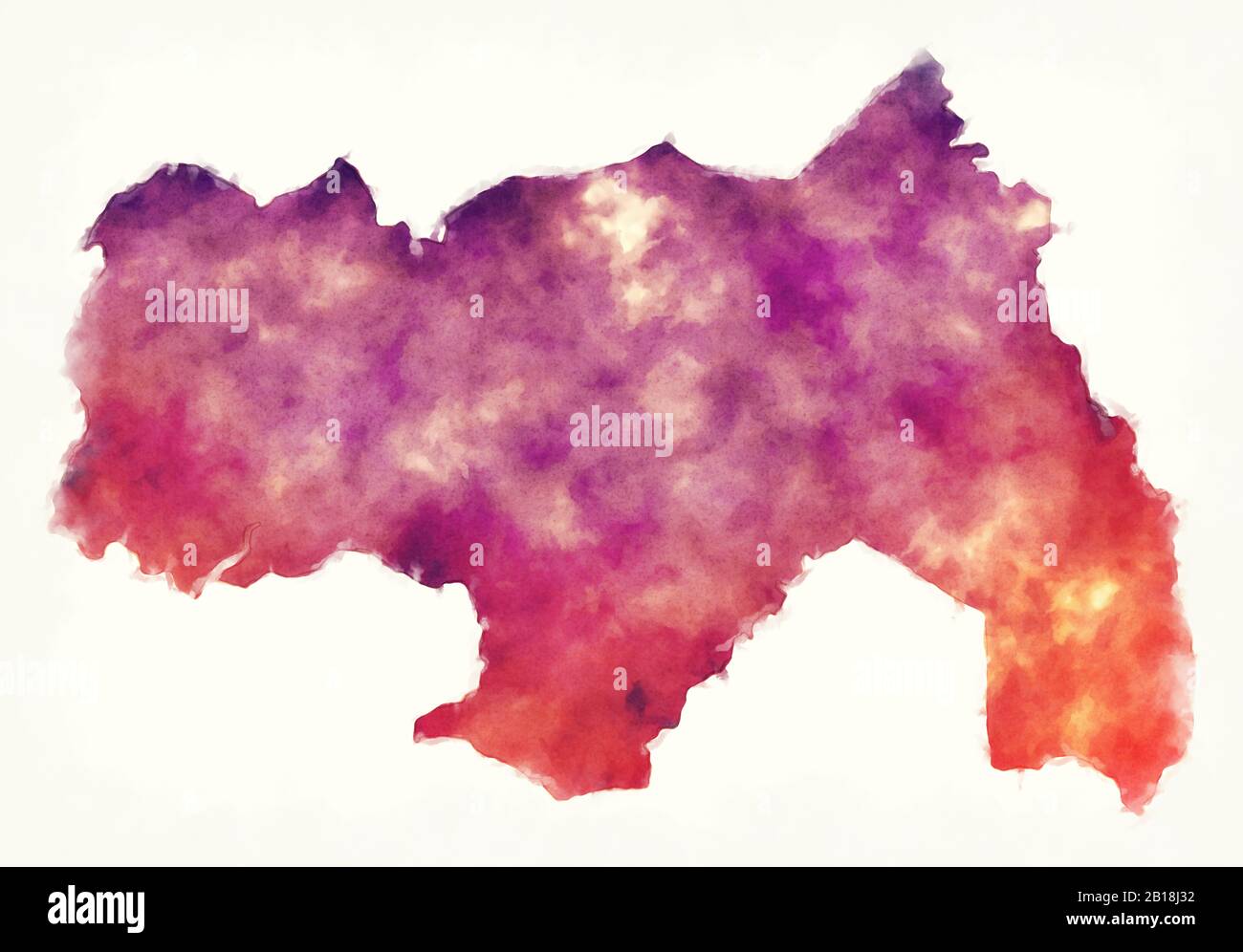 Northern Uganda region watercolor map illustration Stock Photo - Alamy