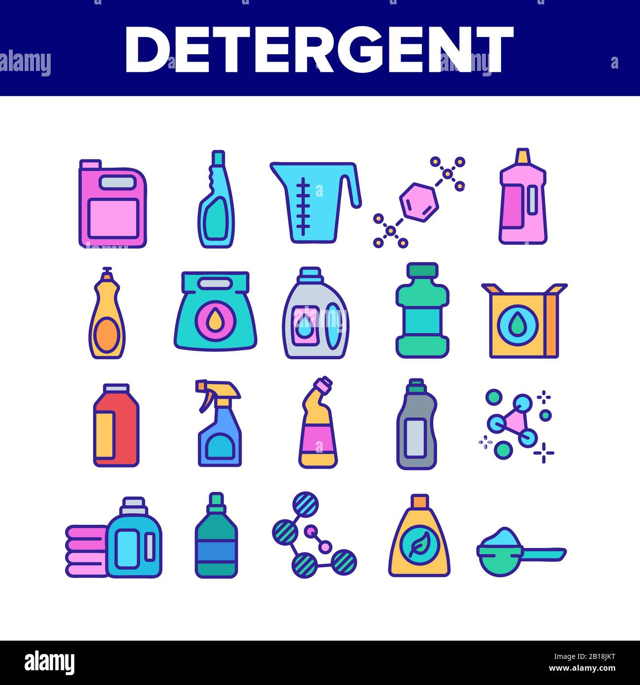 Detergent Cleaning Collection Icons Set Vector Stock Vector Image & Art ...