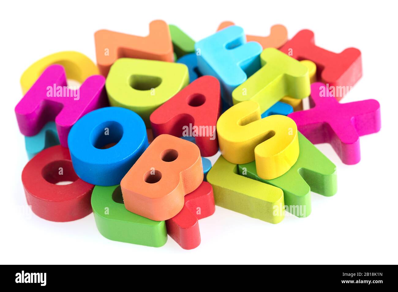 Colourful wooden alphabet letters isolated on white background Stock ...