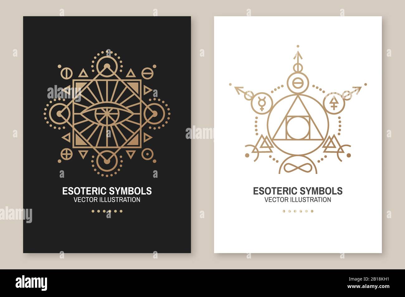 Esoteric symbols. Vector illustration. Thin line geometric badge ...