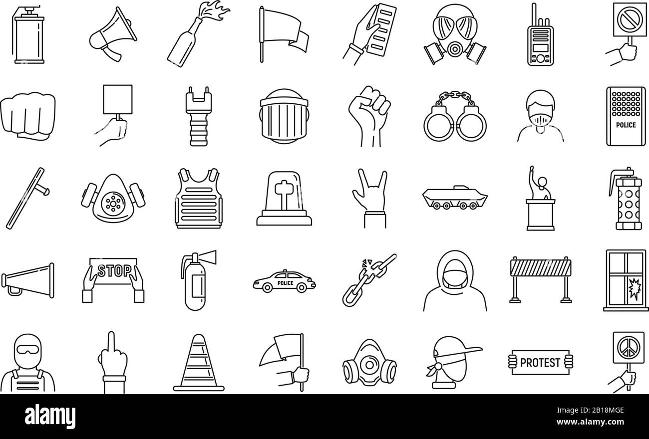 Protest activist icons set. Outline set of protest activist vector ...