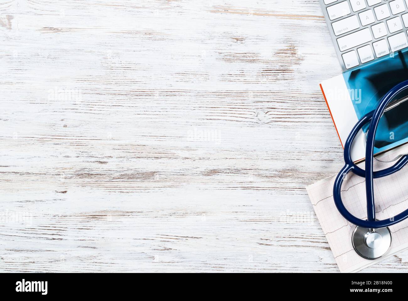 Doctors desktop with medical supplies Stock Photo - Alamy