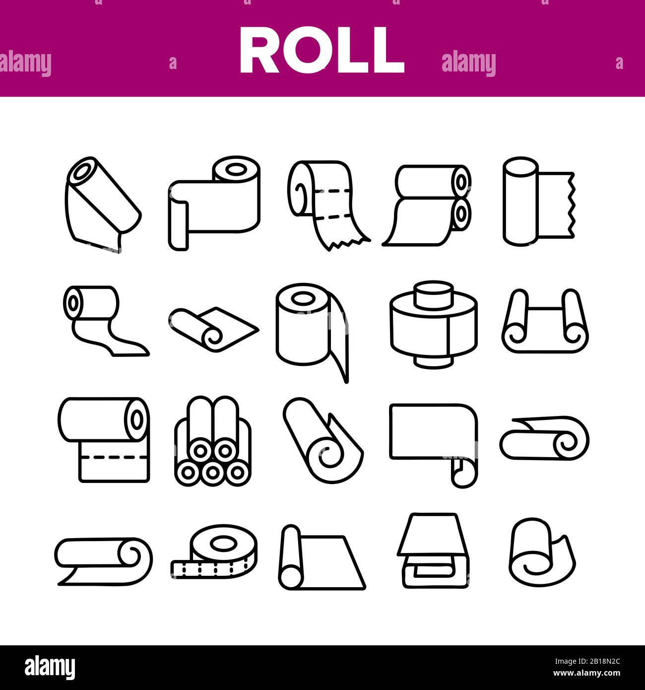 Roll And Reel Material Collection Icons Set Vector Stock Vector Image ...