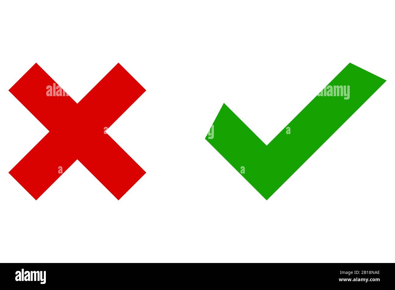 Checkmark and cross icons for web design isolated on white background ...