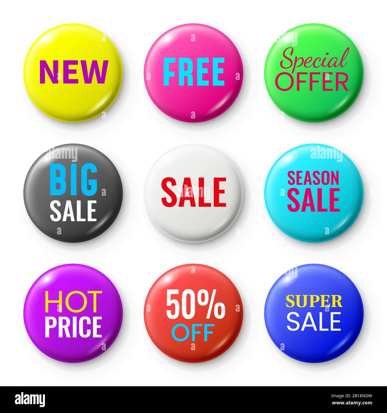 Sale badges buttons. Special offer shop button, red new badge and ...