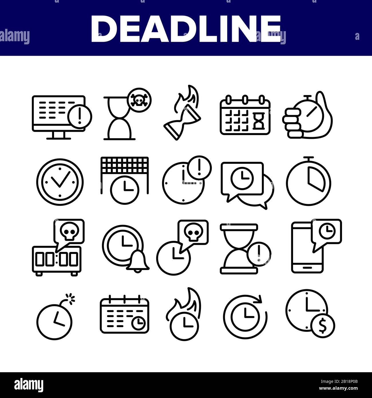 Deadline Time Over Collection Icons Set Vector Stock Vector Image & Art ...
