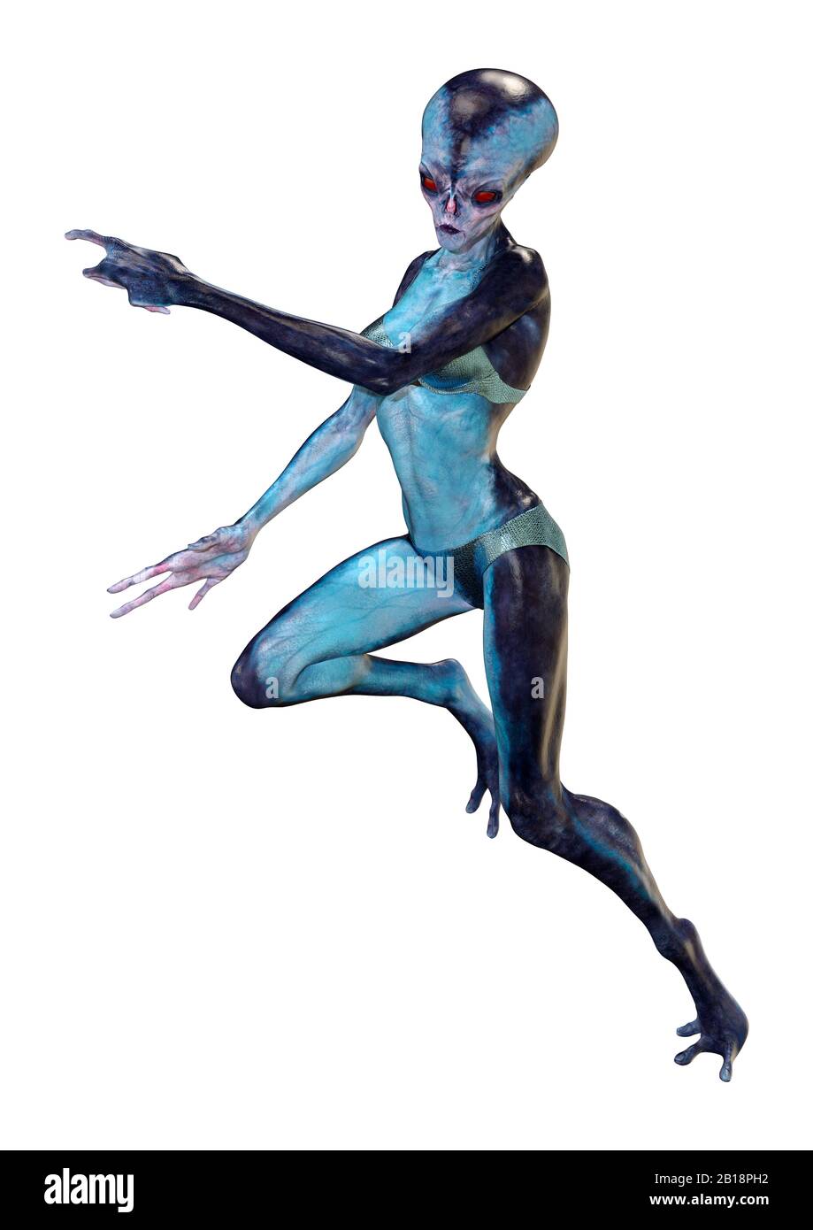 3D rendering of a blue female alien isolated on white background Stock ...
