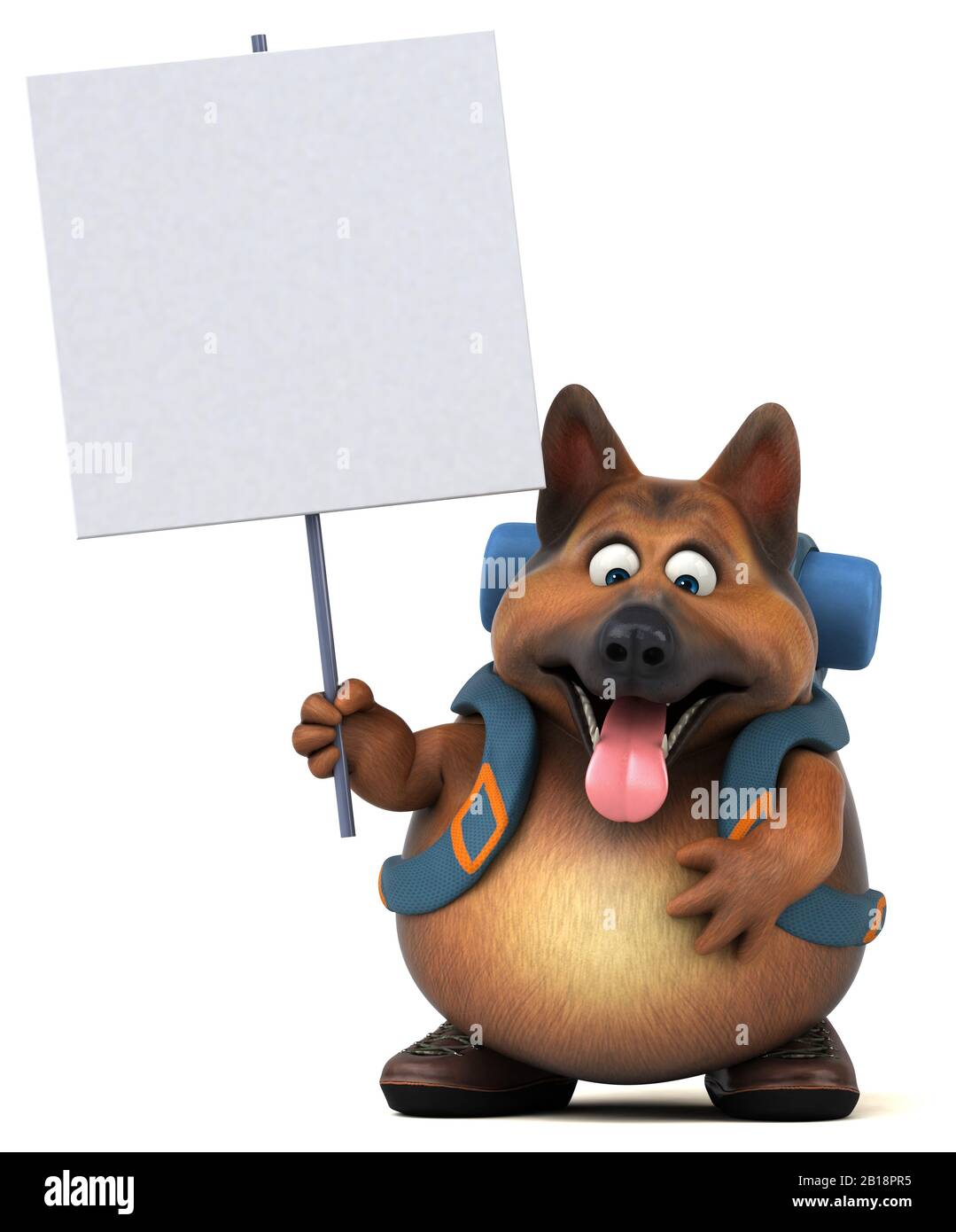 Fun backpacker german shepherd dog cartoon character Stock Photo - Alamy