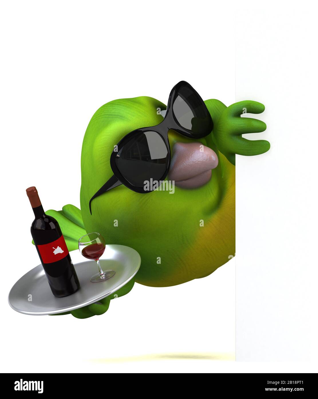 Fun green bird - 3D Illustration Stock Photo - Alamy